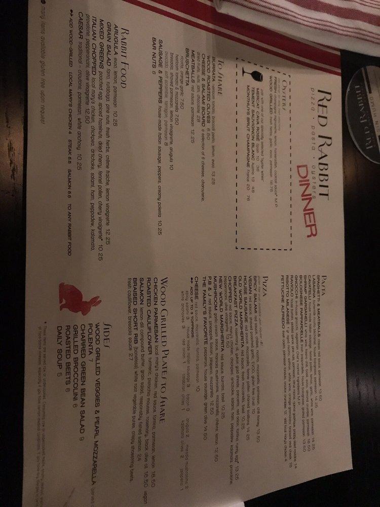Menu at Red Rabbit St. Paul restaurant, Saint Paul