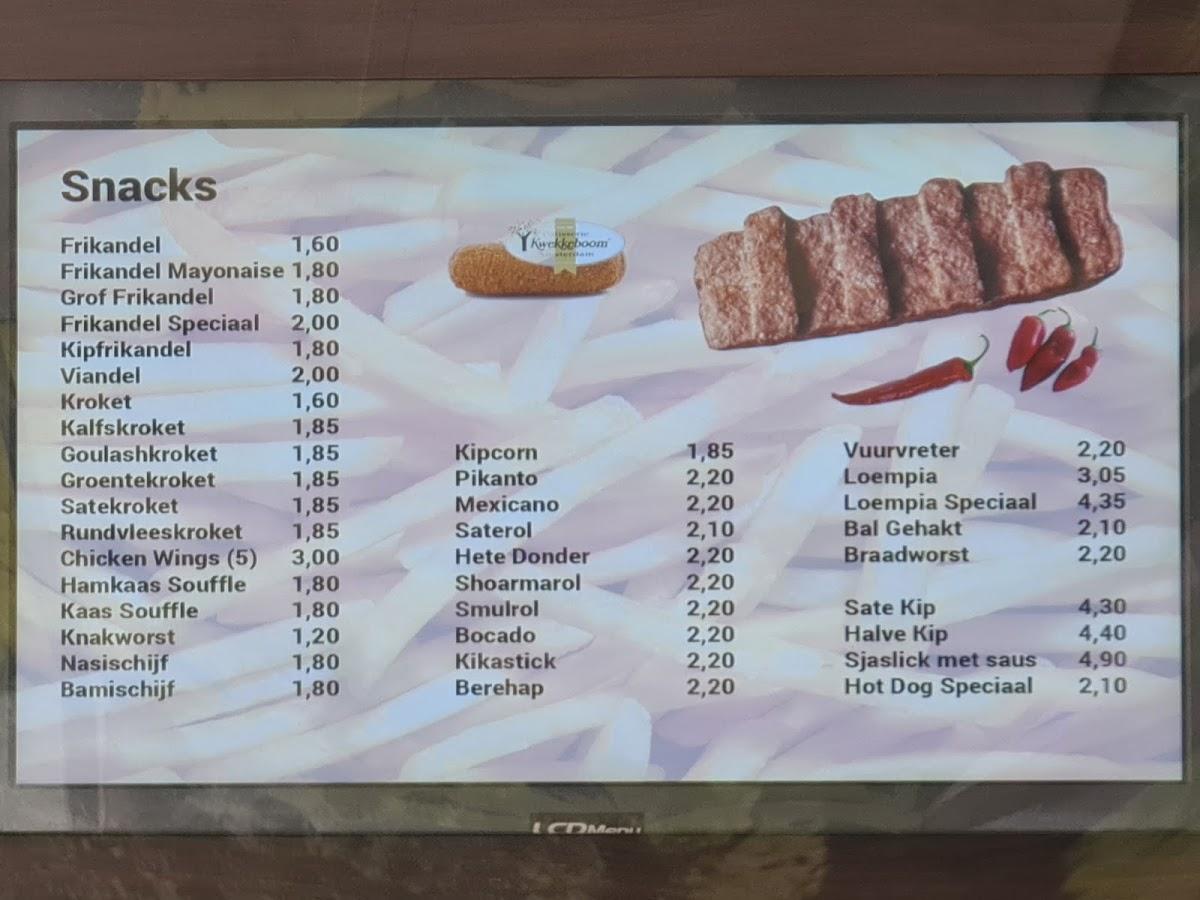 Menu at Snack bar-restaurant 't Kombuis, Hoofddorp
