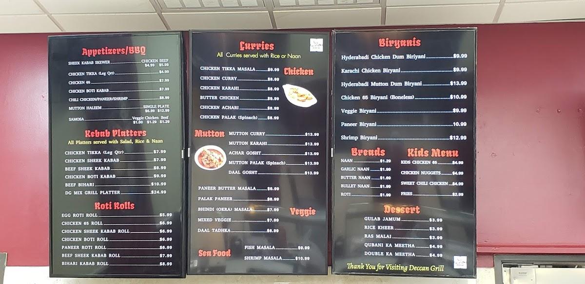 Menu at Deccan Grill Frisco restaurant, Frisco