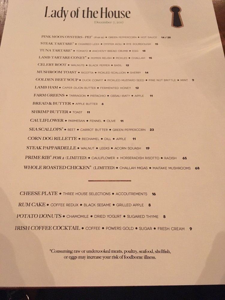 Menu at Lady of the House pub & bar, Detroit