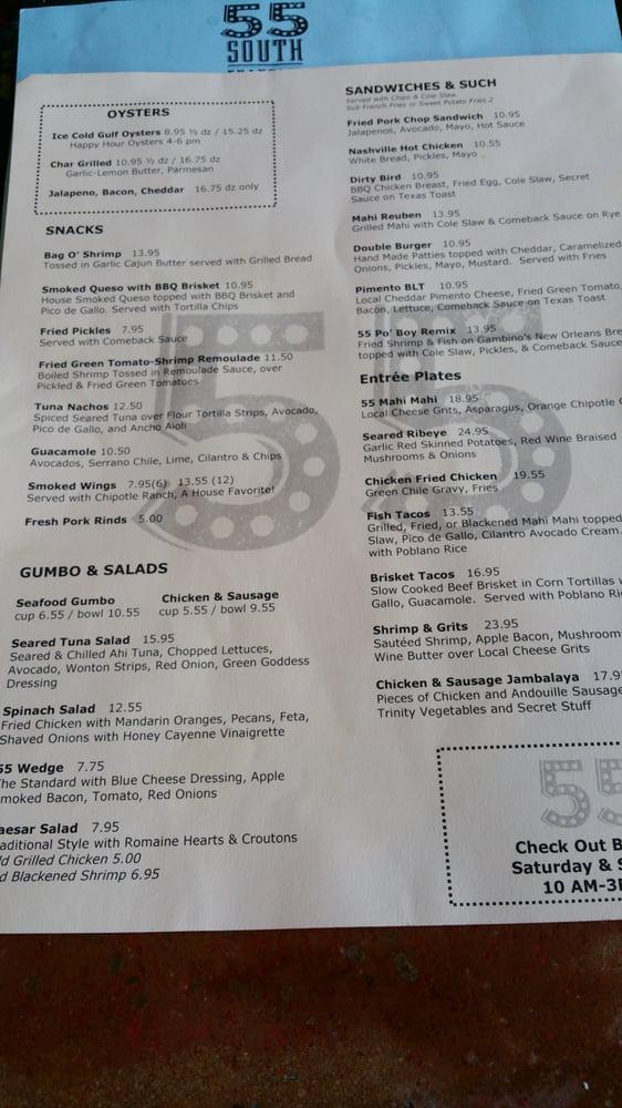 Menu at 55 South pub & bar, Franklin, 403 Main St