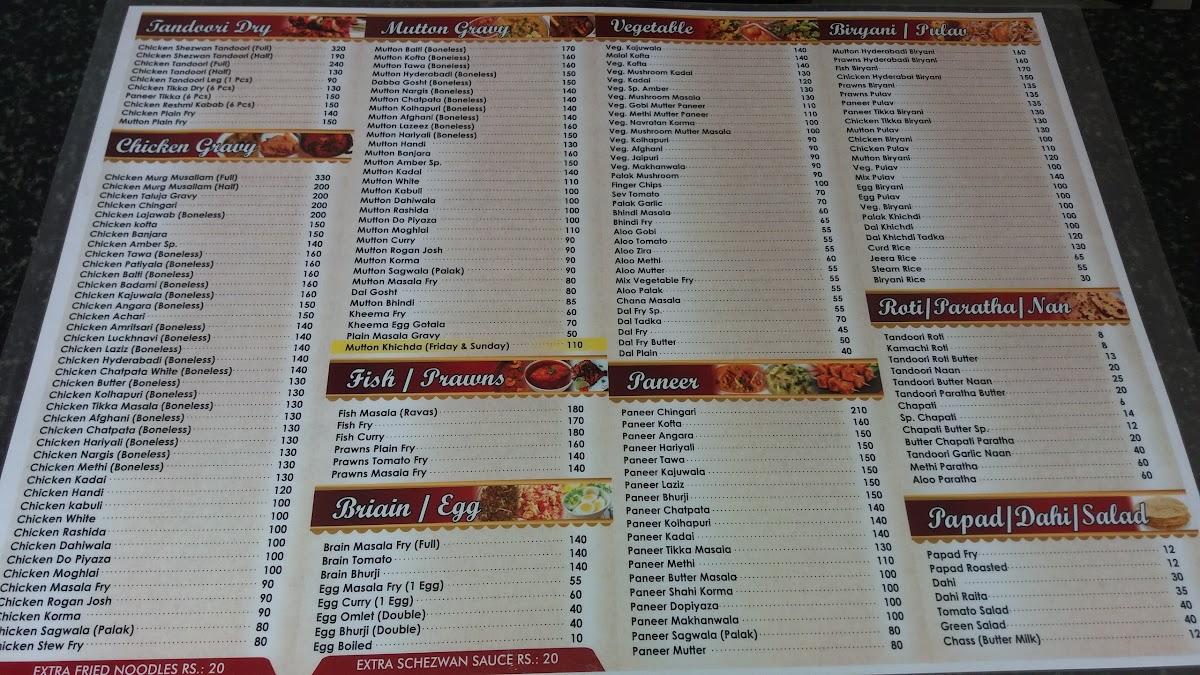Menu at Amber Restaurant, Mumbai, 3R4V+RJC Building