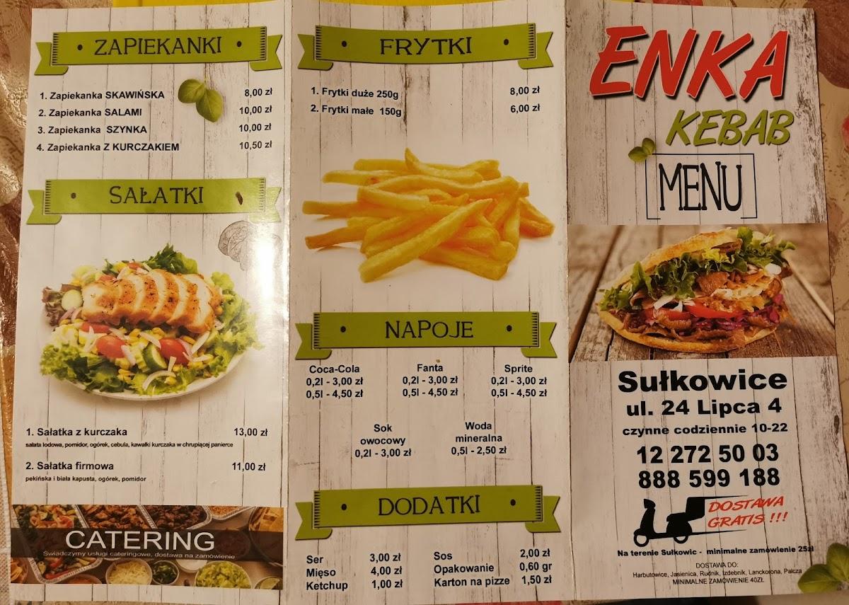 Menu at Enka Kebab pizzeria, Sułkowice
