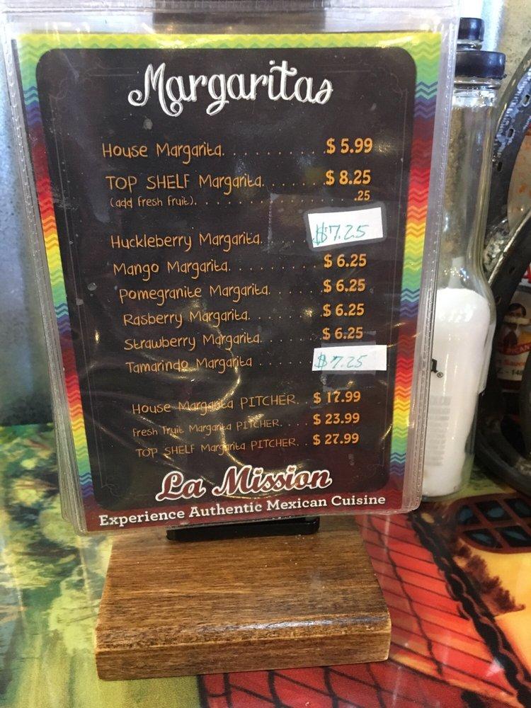Menu at La Mission Restaurant Falcon, Falcon