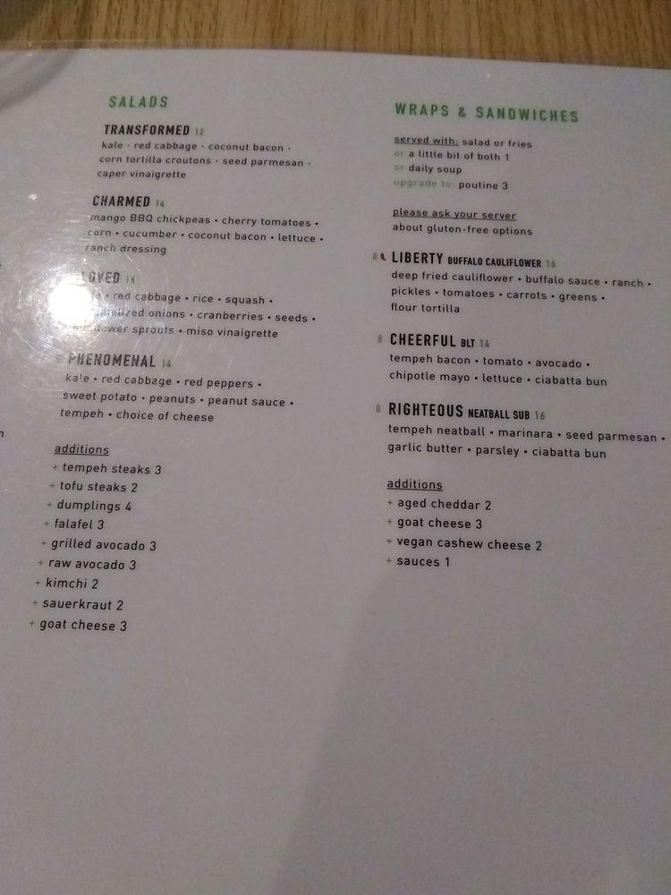 Menu at Pure Kitchen Westboro pub & bar, Ottawa, 357 Richmond Rd