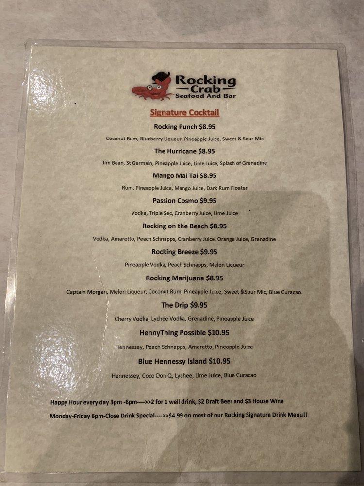 Carta del restaurante Rocking Crab, Jacksonville