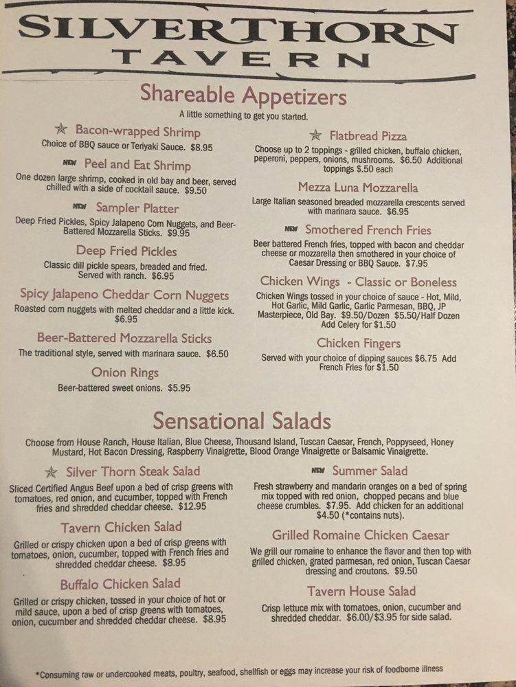 Menu at Silver Thorn Tavern pub & bar, Hughesville