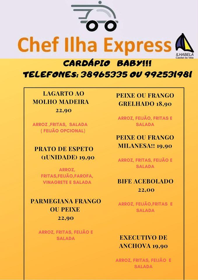 Menu at Chef Ilha Express, Ilhabela, Travessa Major João Nogueira lima 32