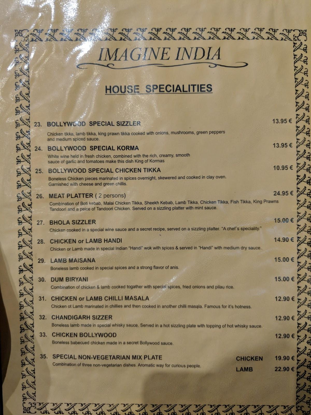 Menu at Imagine India Curry & Tandoori Grill Restaurant, Playa Blanca ...