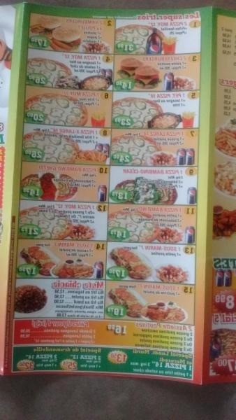 Menu at Resto Mega pizzeria, Drummondville