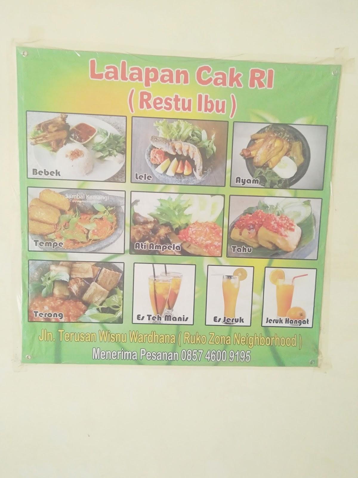 Menu at Warung Nasi Uduk "Restu Ibu" restaurant, Malang