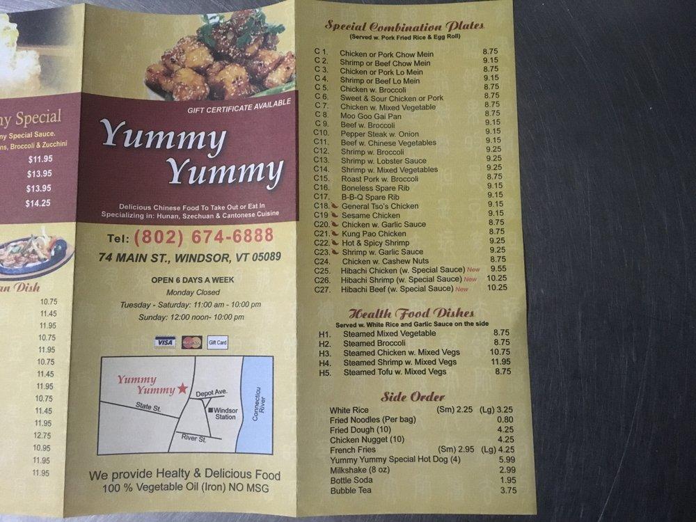 Menu at Yummy Yummy restaurant, Windsor