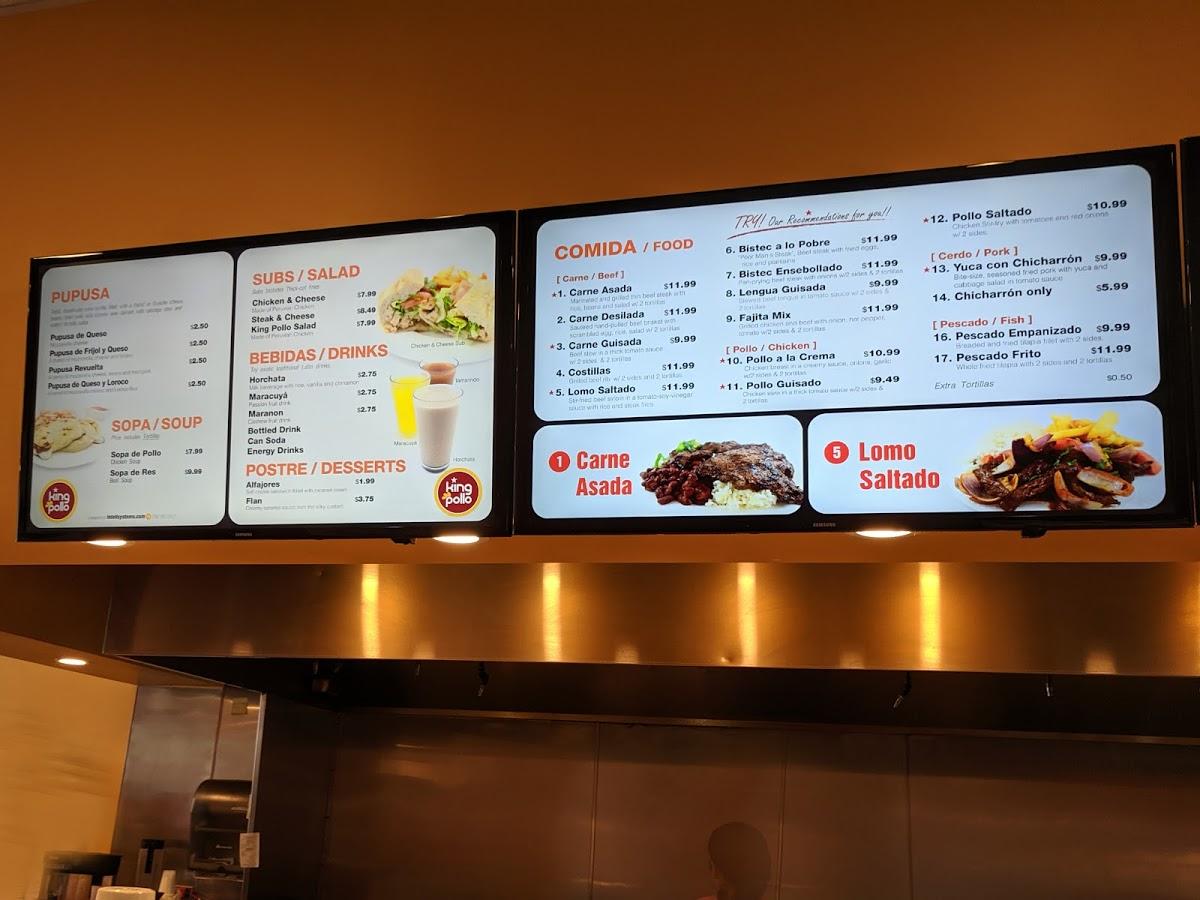 Menu at King Pollo of Reston restaurant, Reston