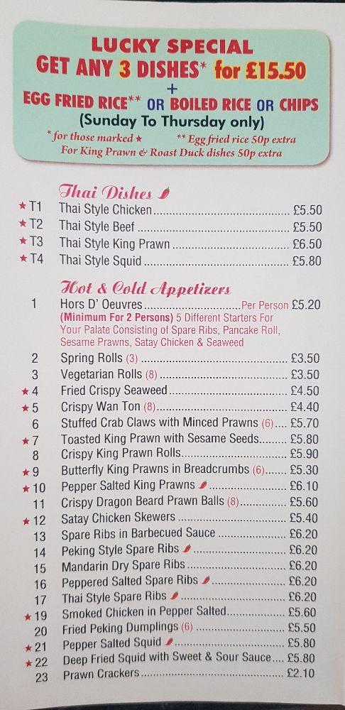 Menu at Lucky fast food, Burgess Hill