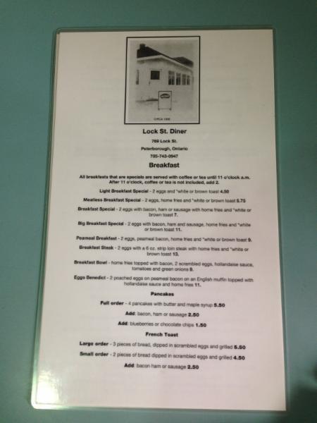Menu at Lock Street Diner restaurant, Peterborough