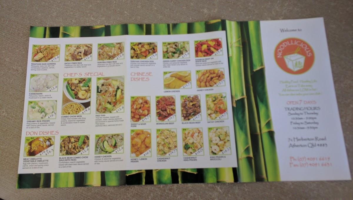 Menu at Noodlicious restaurant, Atherton