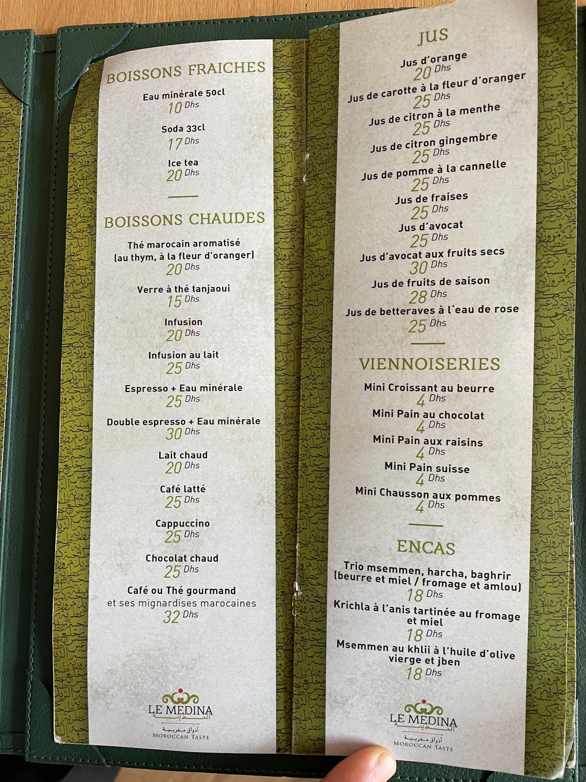 Menu at Restaurant marocain Rabat Le Medina., Rabat