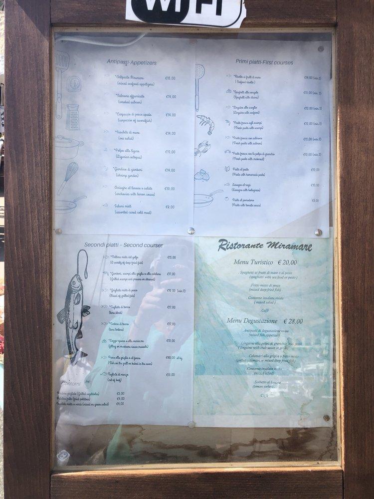 Menu at Ristorante Miramare, Portovenere