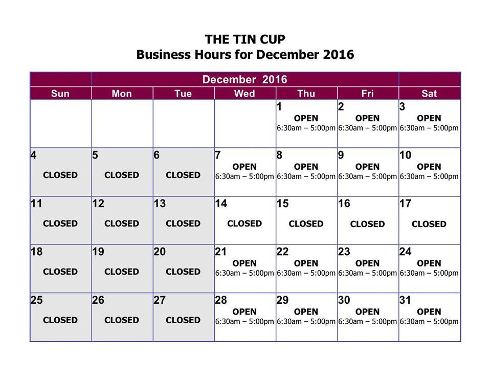 Menu at Tin Cup Espresso Bar, Duncan