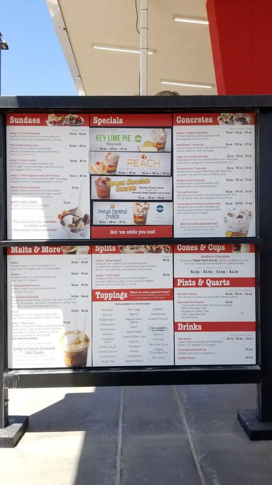 Menu at Andy's Frozen Custard, Phoenix, S 48th St