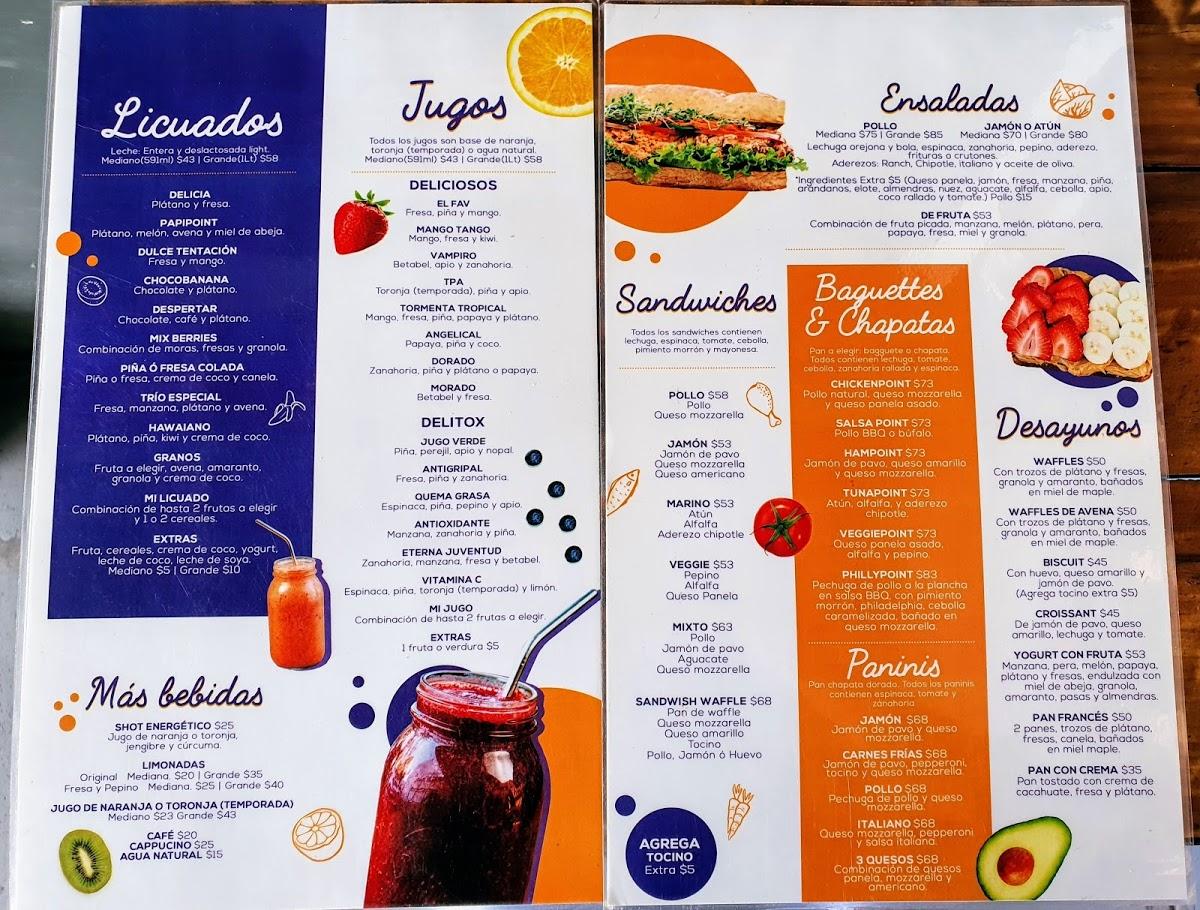 Menu at FruitPoint restaurant, Hermosillo