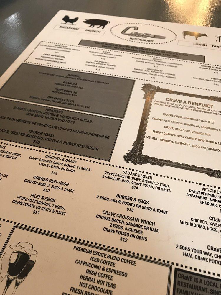Menu at CRaVE Restaurant, Fort Myers