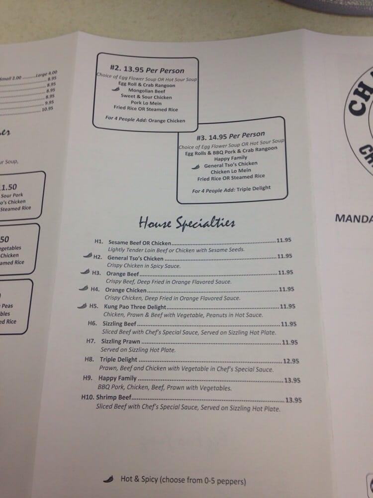 Menu at Chang Sing Restaurant, Moscow
