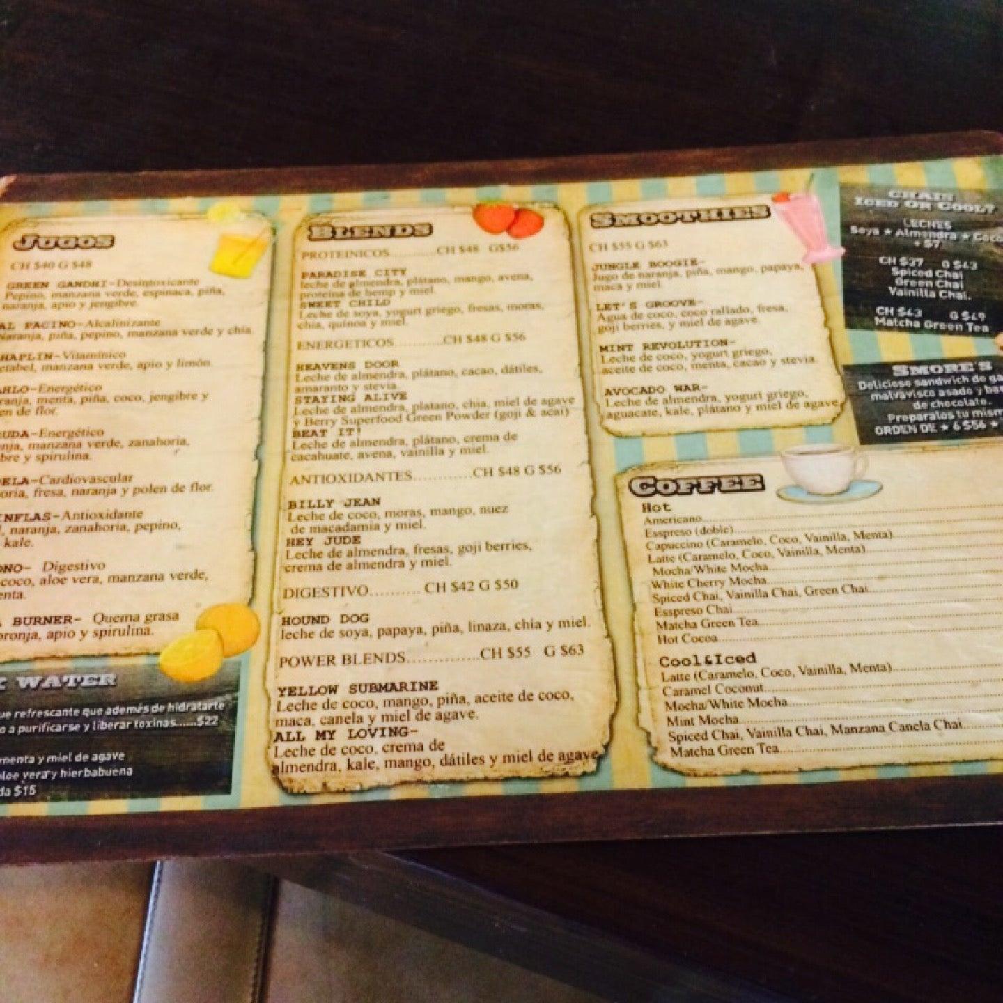 Menu at Green Cabana cafeteria, Tampico, Poza Rica 402