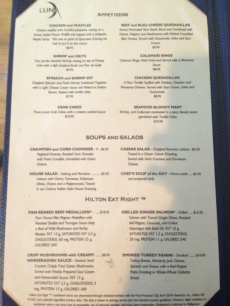 Menu at Luna Restaurant & Bar, Houston, E NASA Pkwy