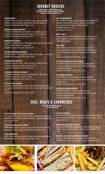 Menu at Maddogs Grill restaurant, Clanton