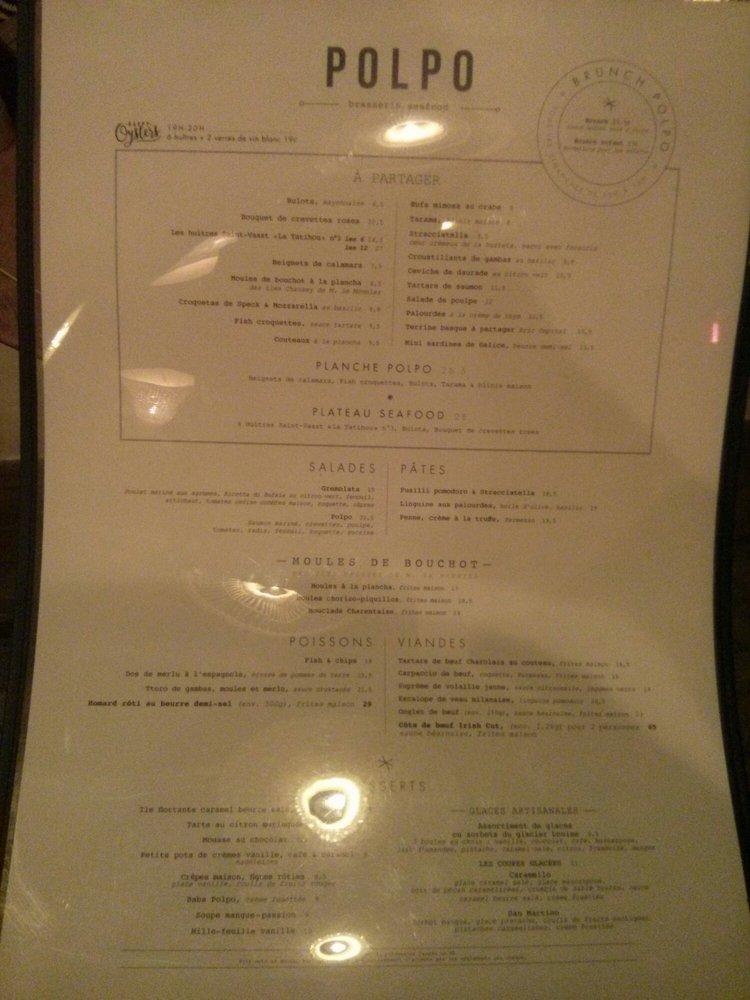 Menu au Polpo Brasserie restaurant, Levallois-Perret