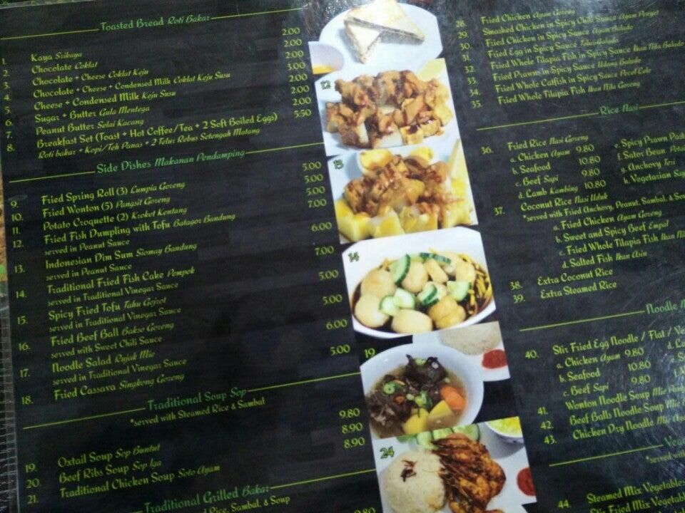 Menu at Pondok Daun Restaurant, Adelaide