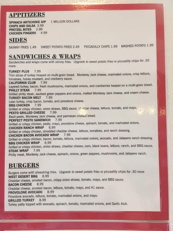 Menu at Red Rabbit Grill pizzeria, Delta