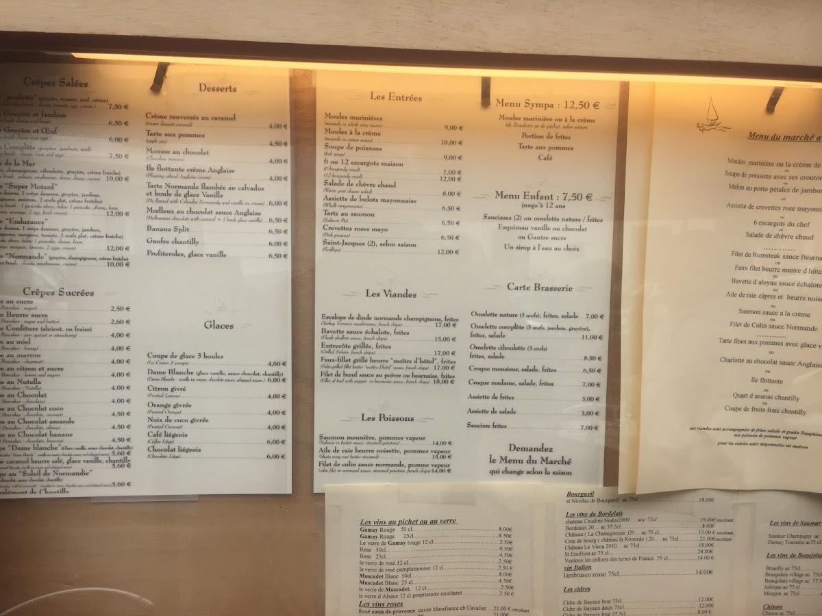 Menu au Restaurant le Week End, Deauville