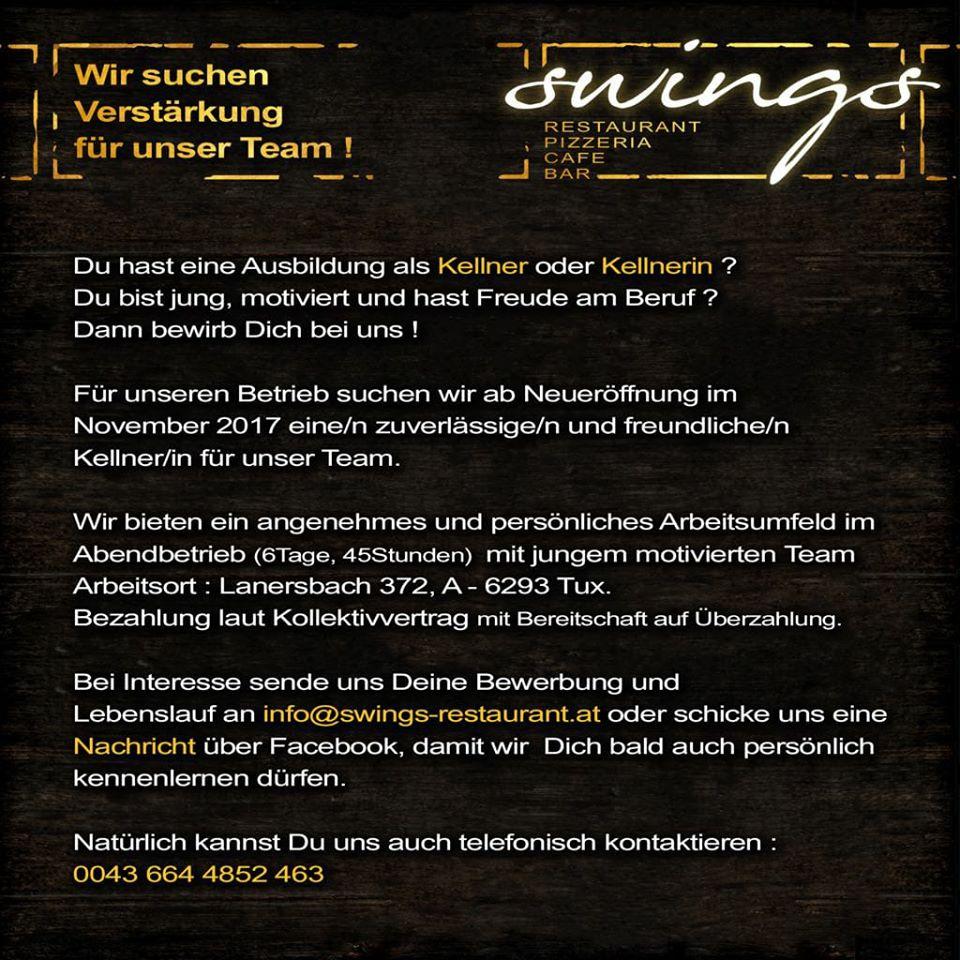 Speisekarte von Swings restaurant, Tux