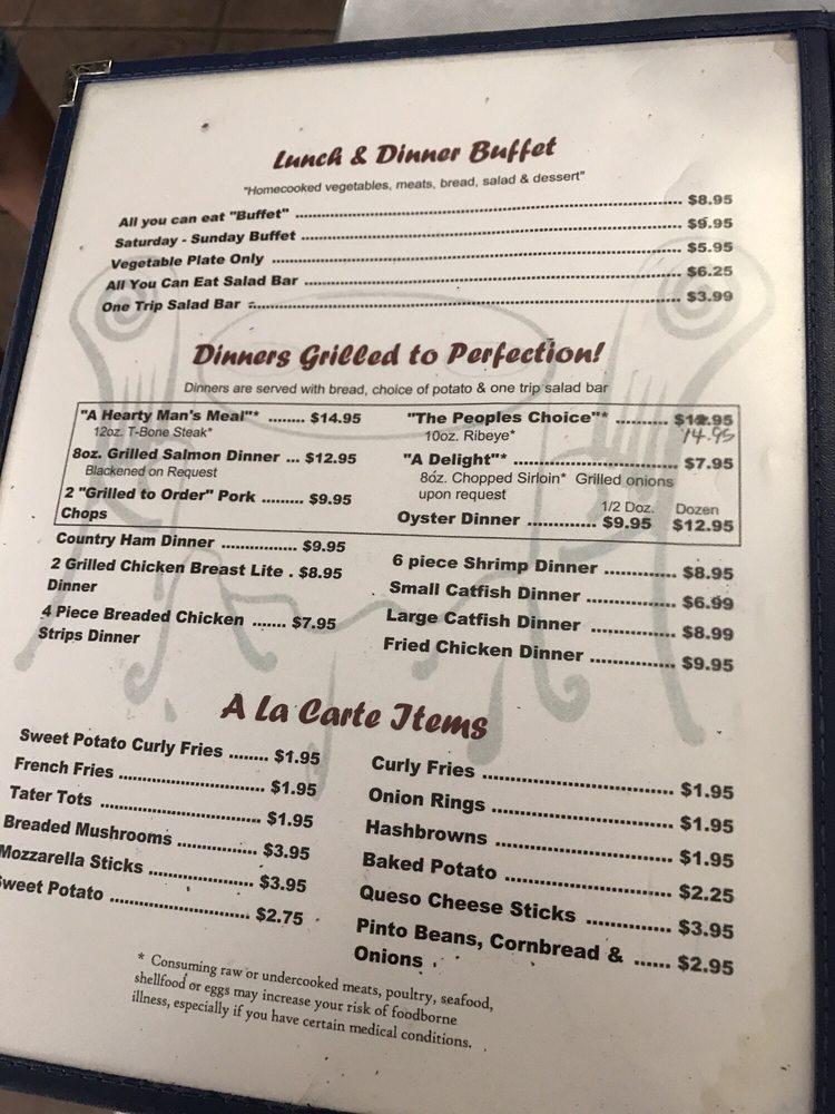 Menu at Watermill Restaurant, Cave City