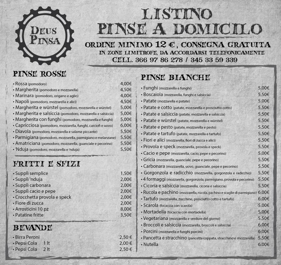 Menu da Deus Pinsa - Centocelle ristorante, Roma, Via Casilina 809 ...