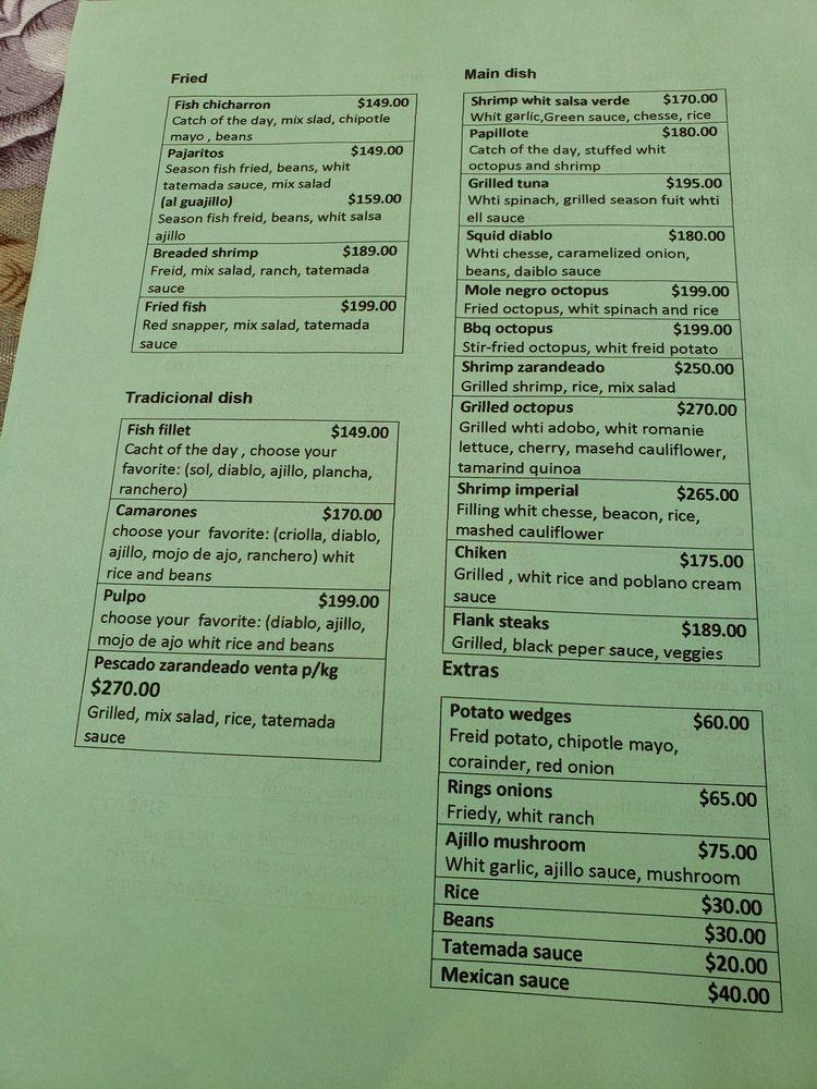 Menu at Restaurant Mariscos Bahía, Mazatlán