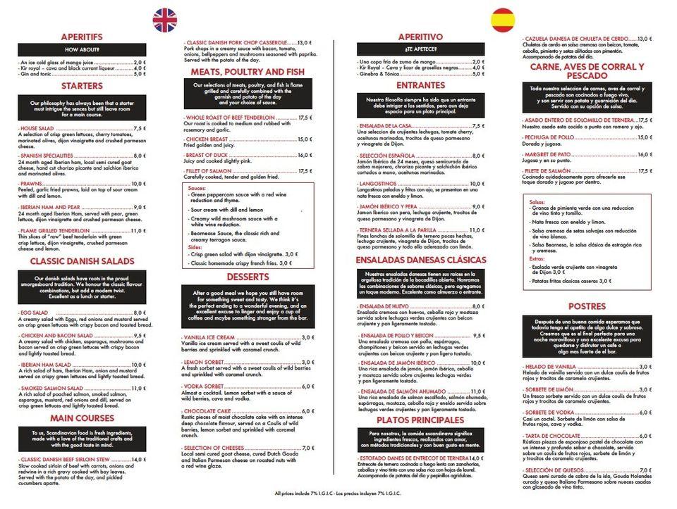 Menu at The Ugly Duckling restaurant, Corralejo, C. Abubilla