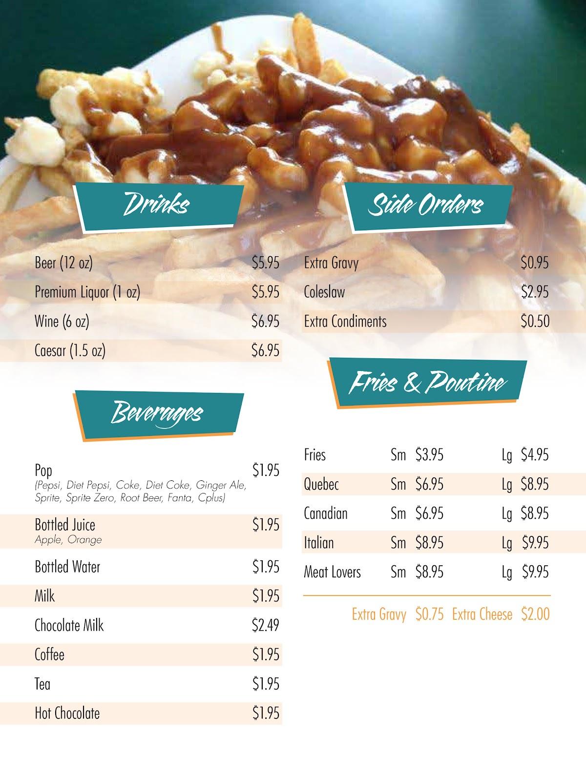 Menu at Bidule restaurant, Kapuskasing