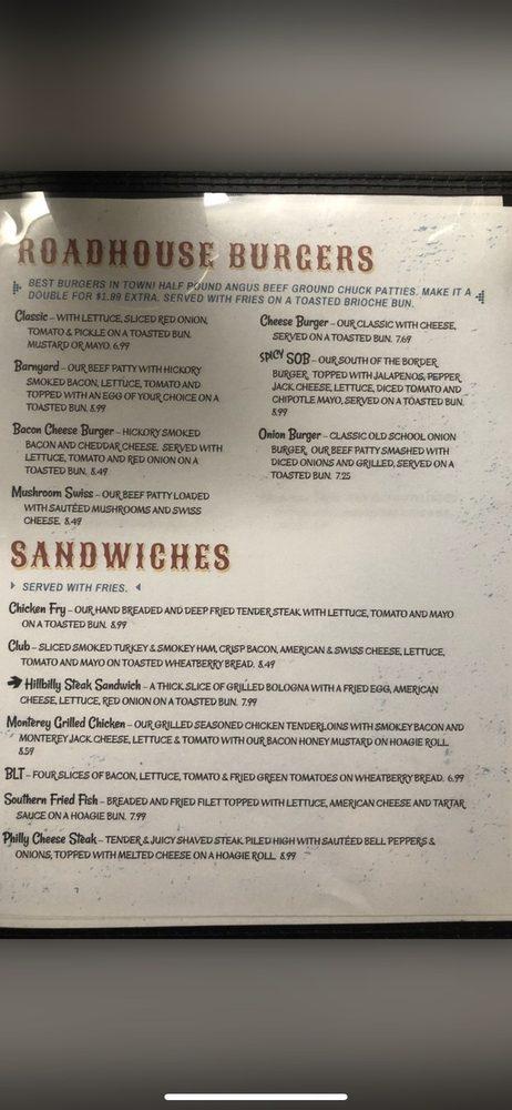 Menu at Dobber's Roadhouse steakhouse, Eufaula