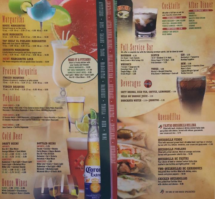 Menu at El Chile Poblano Mexican Restaurant, Greensburg, N Greensburg ...