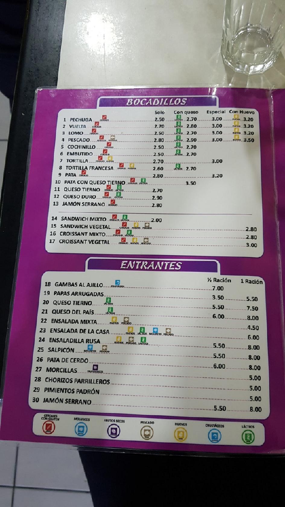 Menu at Mallow restaurant, Vega de San Mateo
