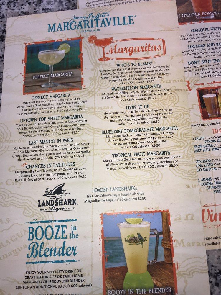Menu at Margaritaville - Cleveland pub & bar, Cleveland