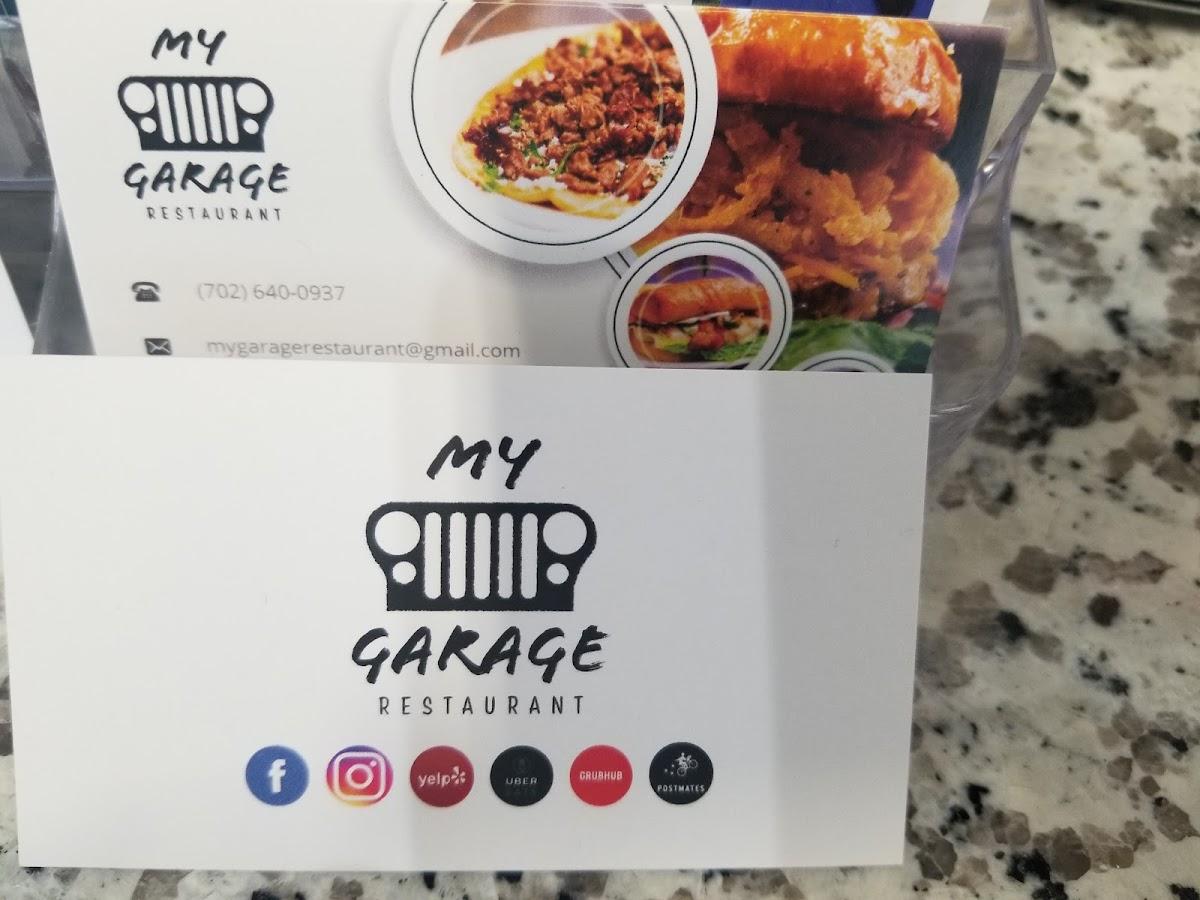 Menu at My Garage Restaurant, Las Vegas