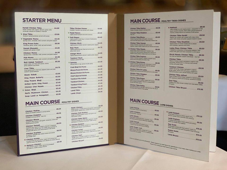 Menu at The Capital restaurant, Durham