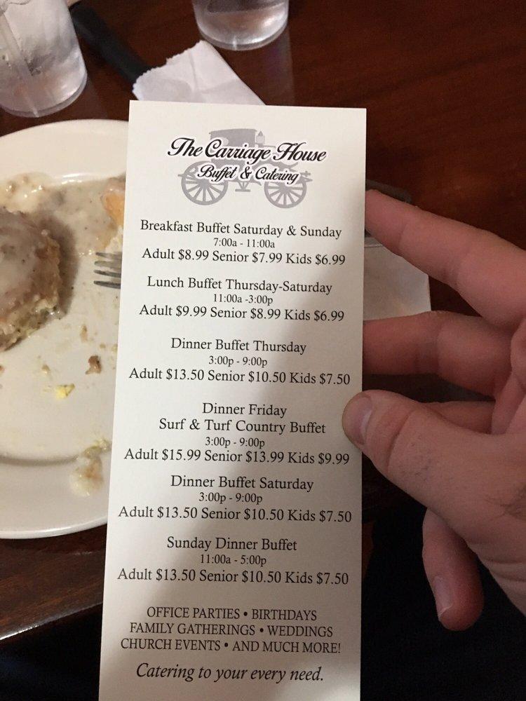 Menu at The Carriage House Buffet of Jefferson pub & bar, Jefferson