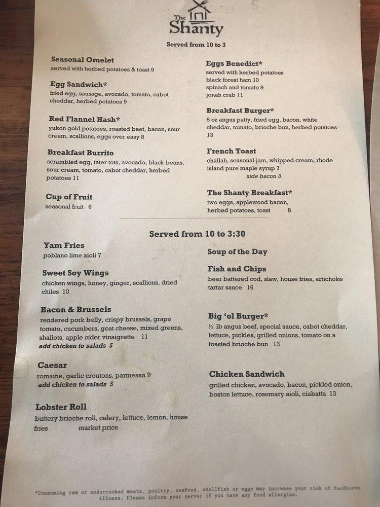 Menu at The Shanty pub & bar, Warwick, Post Rd