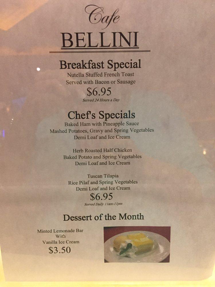 Menu at Café Bellini cafe, Sparks