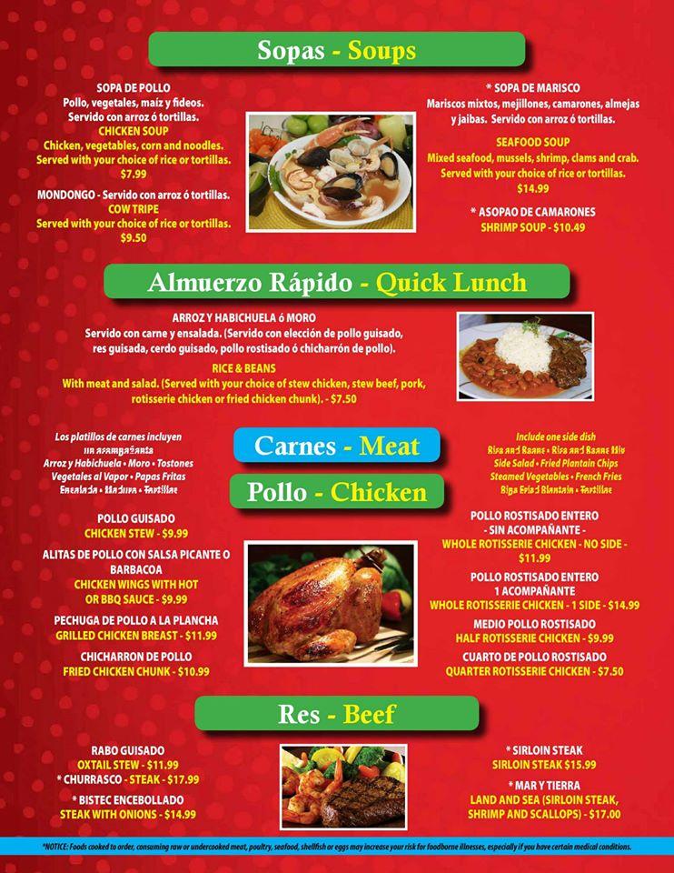 Menu at La Fortuna Restaurant, Richmond